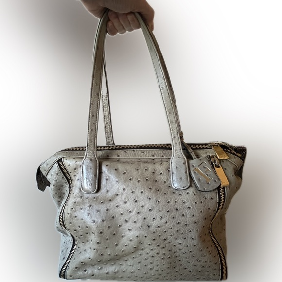 Furla | Bags | Furla Gray Ostrich Bag Handmade In Italy Euc | Poshmark
